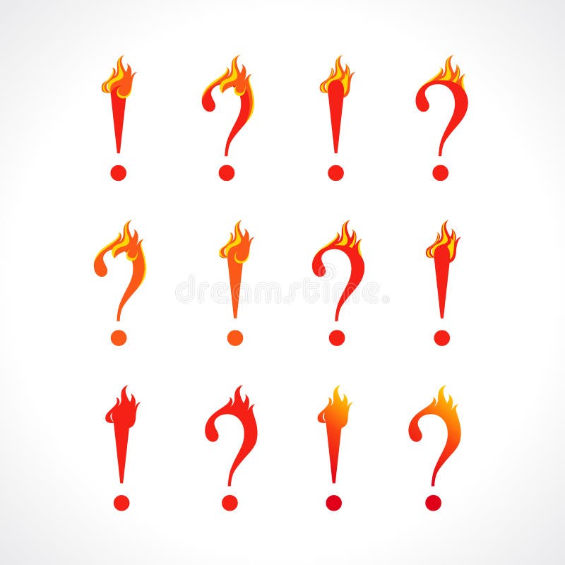 Question Mark and Exclamation Point Fire Sign Concept Stock Vector ...
