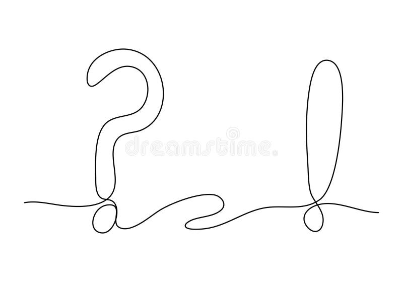 Question Mark and Exclamation Point, One Line Drawing Vector ...