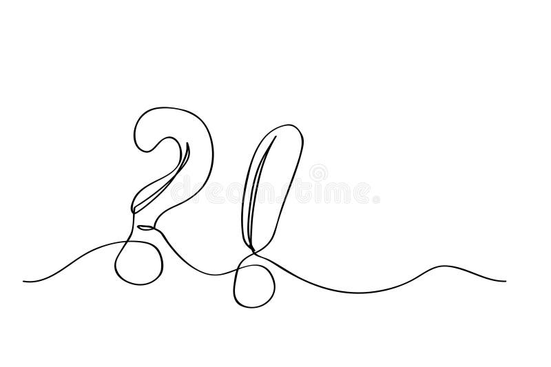 Vector Question Mark and Exclamation, Single or Continuous Line with ...