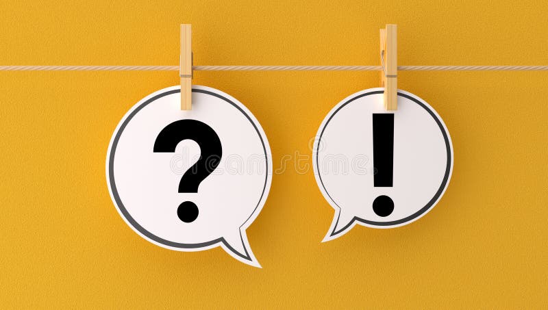 Question Mark and Exclamation Mark on a Speech Balloon Attached by ...