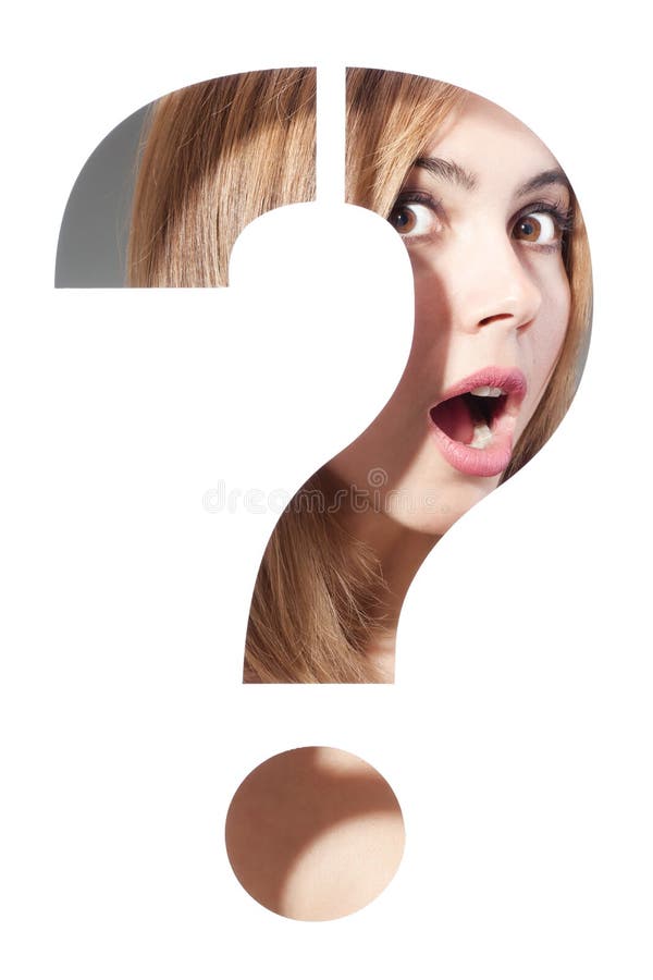 Question Mark Female Portrait Stock Image - Image of isolated, lady ...