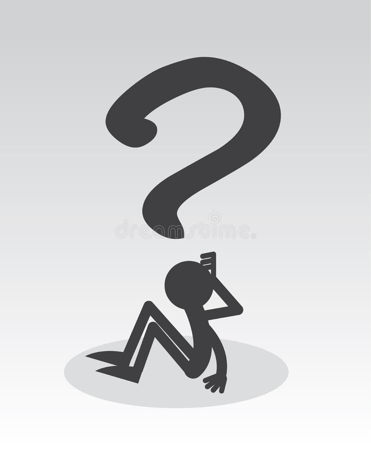 Figure Stands among a Bunch of Question Marks Stock Illustration ...