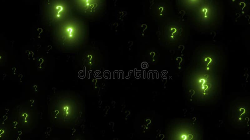 Question Mark Flying on Black Background. Animation of Glowing Question ...