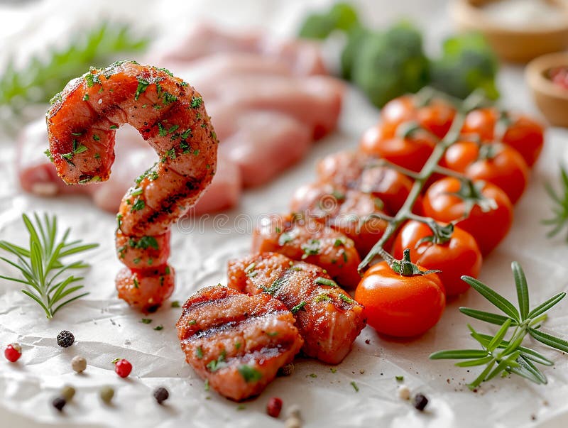 Question Mark among Food Products, Concept of Choosing Products Stock ...