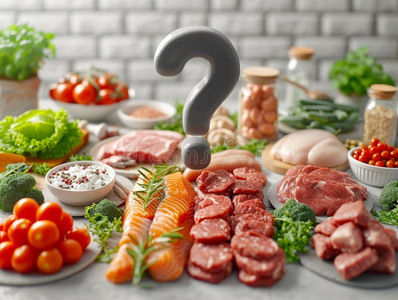 Question Mark among Food Products, Concept of Choosing Products Stock ...