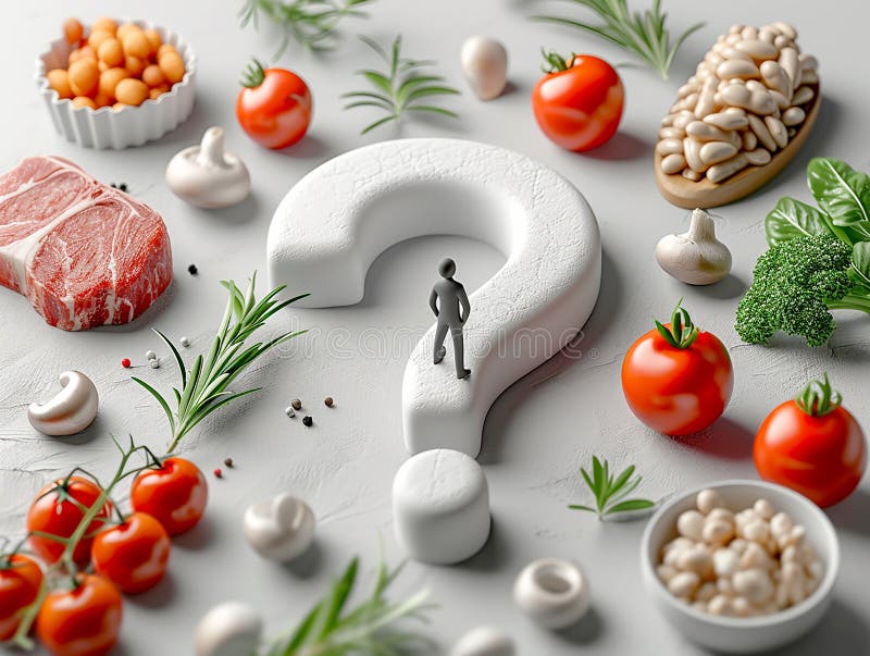 Question Mark among Food Products, Concept of Choosing Products Stock ...