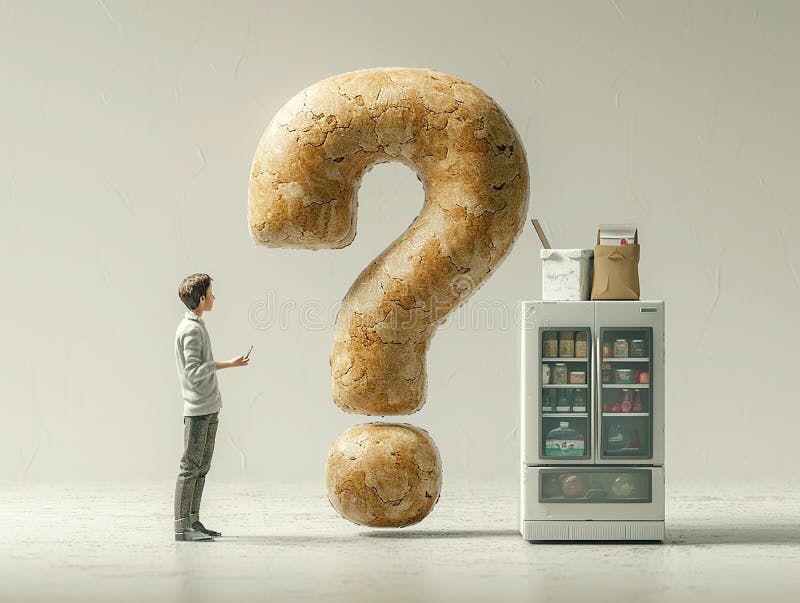 Question Mark among Food Products, Concept of Choosing Products Stock ...