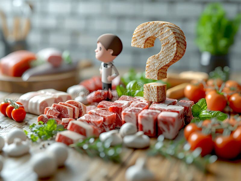 Question Mark among Food Products, Concept of Choosing Products Stock ...