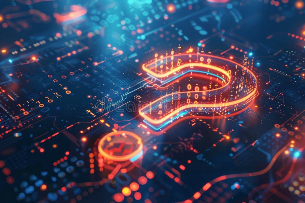 Question Mark Forming with Binary Code on Circuit Board Stock Photo ...