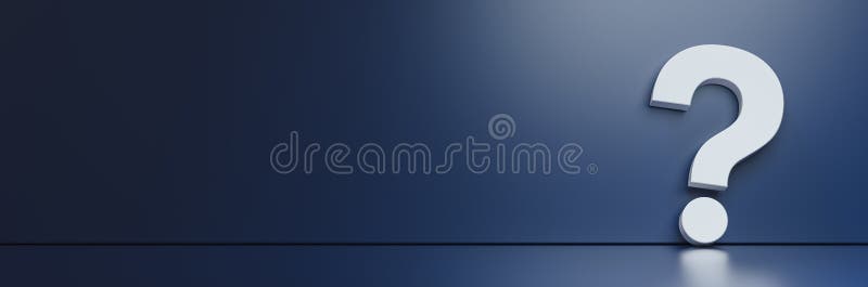 Question Mark in Front of a Dark Blue Color Wall Background. Business ...