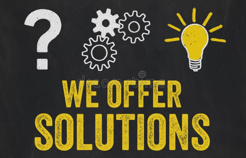 Question Mark, Gears, Light Bulb Concept - we Offer Solutions Stock ...