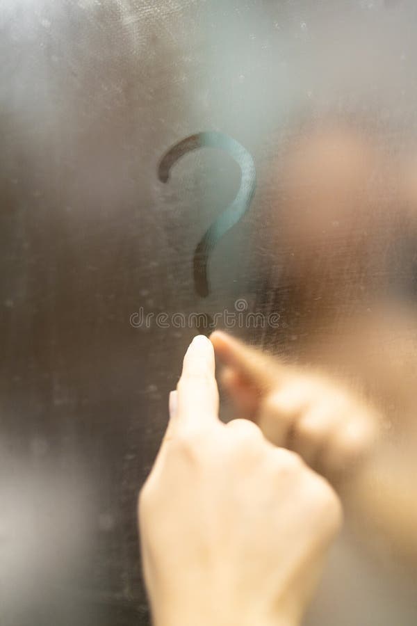 Question Mark on the Glass on a Misted Bathroom Mirror. Stock Photo ...