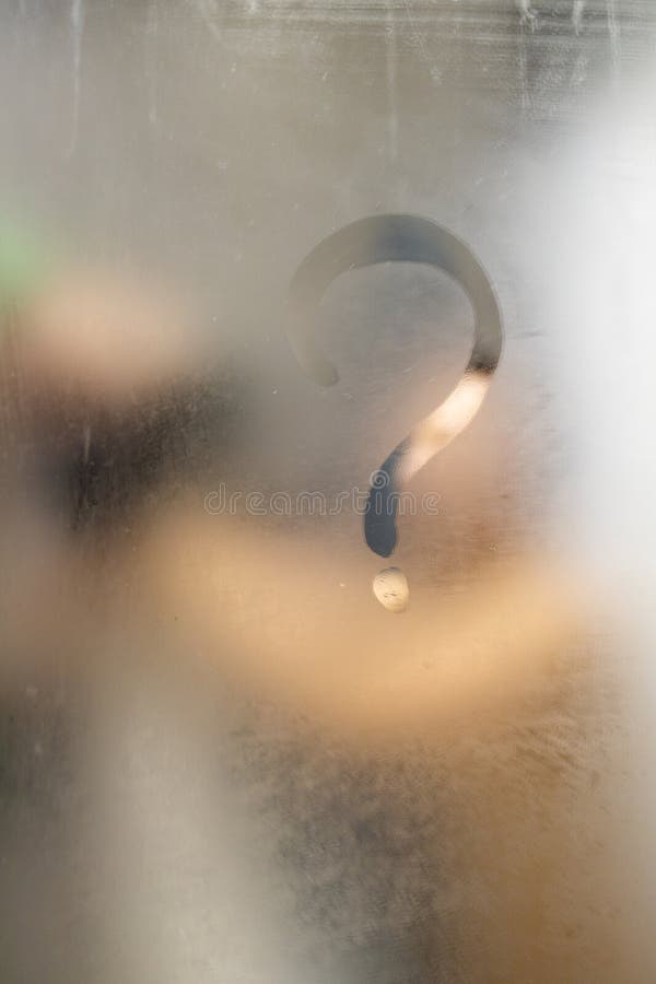 Question Mark on the Glass on a Misted Bathroom Mirror. Stock Photo ...