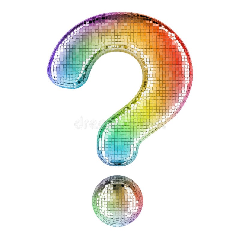 Question Mark from Glitter Mirror Facets. 3D Rendering Stock ...