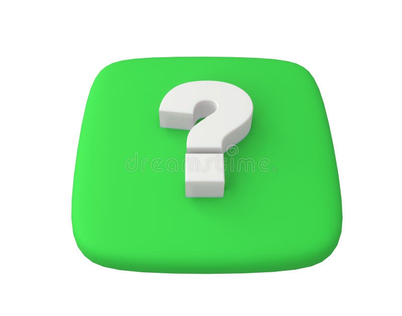 Question Mark. Green Key with Raised `question` Symbol. Toy Rendering ...