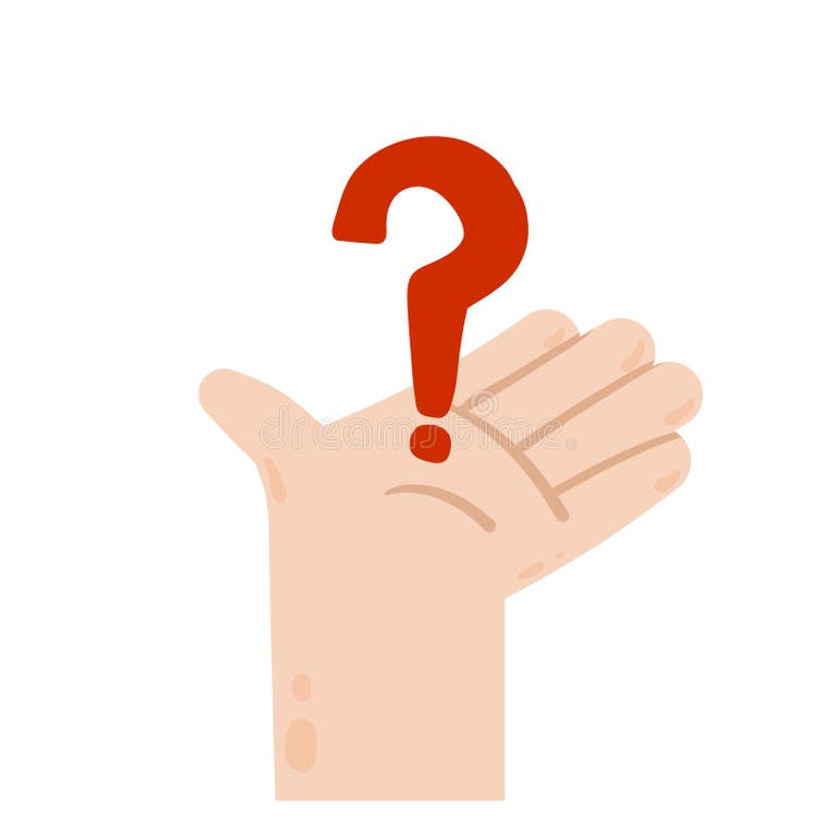 Question Mark in Hand. Advice and Help. Solution To Problem. Human Palm ...