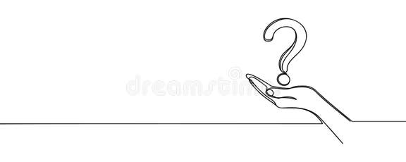 Question Mark in a Hand One Line Art, Hand Drawn Asking Signs ...
