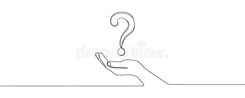 Question Mark in a Hand One Line Art, Hand Drawn Asking Signs ...
