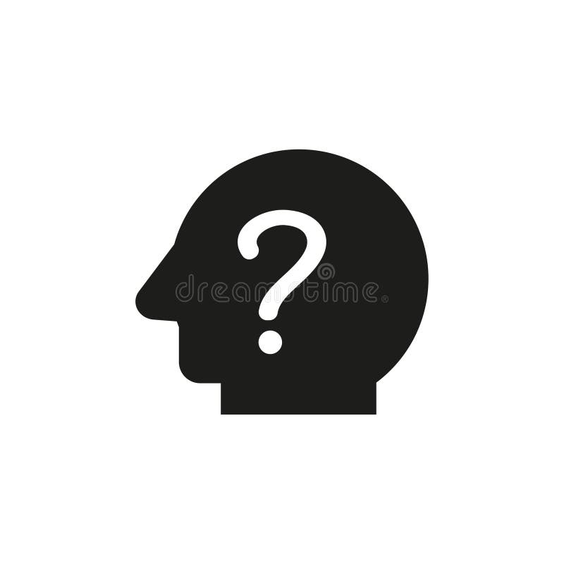 Question Mark Head. Thoughtful Mind Symbol. Black Human Silhouette ...