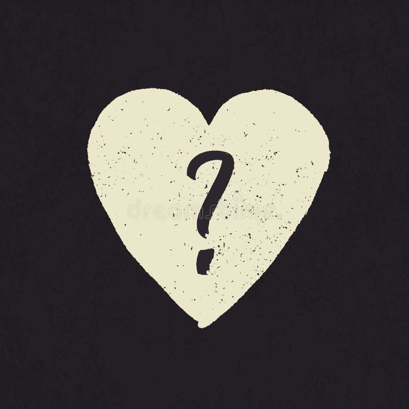 Question Mark in Heart Shape. Grunge Styled Stock Vector - Illustration ...