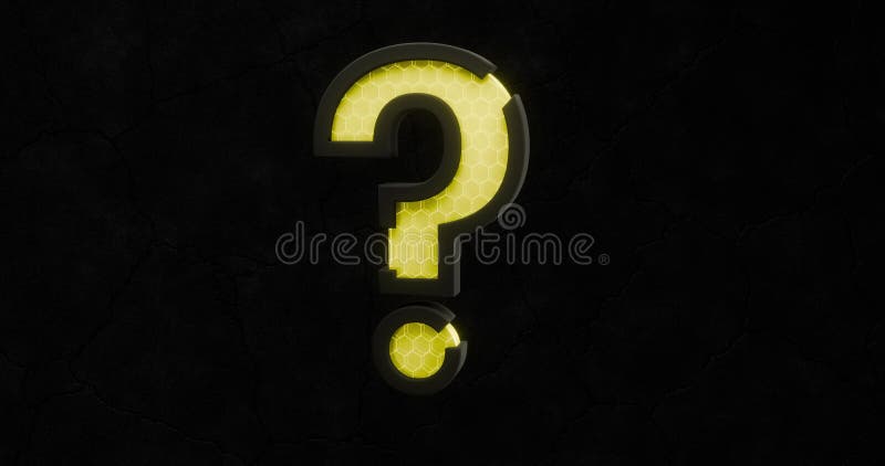 Question Mark with Hexagonal Glass Patterns Rotating Over a Cracked ...