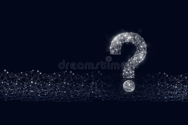 Question Mark Hologram on Cyber Dark Blue Background Stock Illustration ...