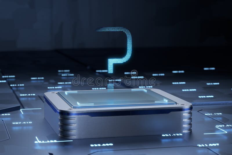 Question Mark on a Holographic Display. FAQ Concept Stock Illustration ...
