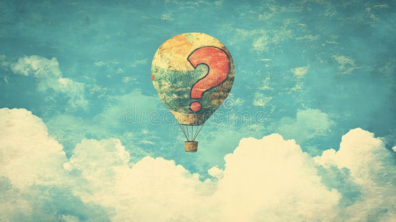 Question Mark Hot Air Balloon Soaring in the Sky Stock Illustration ...