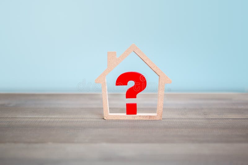 Question Mark with House on Wood Table , Problem Concept Stock Photo ...