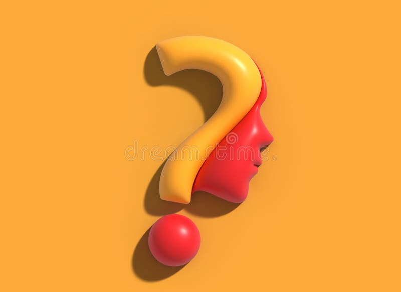 Question Mark with Human Face Logo 3D Illustration Design Stock ...