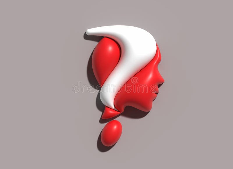 Question Mark with Human Face Logo 3D Illustration Design Stock ...