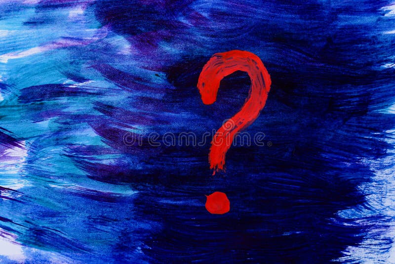 Question Mark Icon on Blue Background Done with Watercolor Paint Stock ...