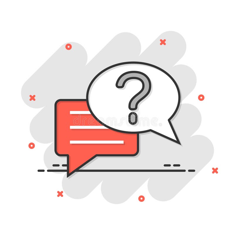 Question Mark Icon in Comic Style. Discussion Speech Bubble Vector ...