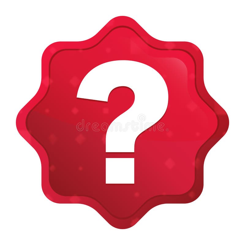 Question Mark Icon Misty Rose Red Starburst Sticker Button Stock ...