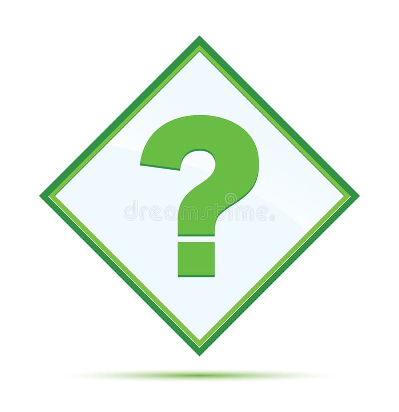 Question Mark Icon Modern Abstract Green Diamond Button Stock ...