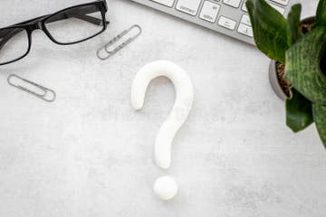 Question Mark Icon on Office or Students Desk. Solving Problem Concept ...