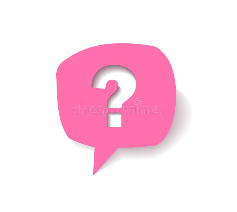 Question Mark Icon in Pink Speech Bubble. Questions Sign Stock Vector ...