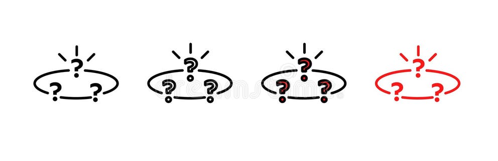 Question Mark Icon Set with Circular Arrangement in Black and Red Stock Vector - Illustration of ...