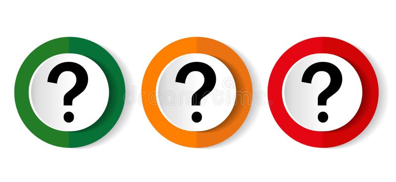 Question Mark Icon Set, Flat Design Vector Illustration in 3 Colors ...
