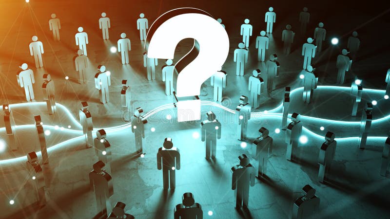 Question Mark Illuminating a Group of People 3D Rendering Stock ...