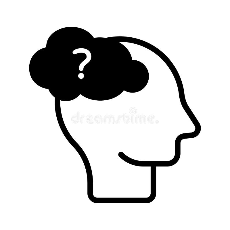 Question Mark Inside Human Mind, Concept Icon of Brainstorming in ...