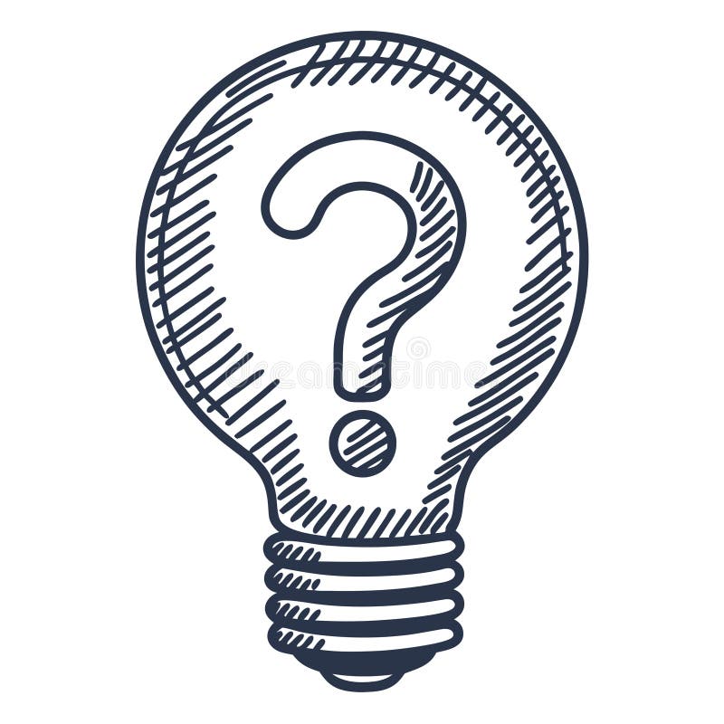 Question Mark Inside Lightbulb Outline Concept of Idea, Creativity ...