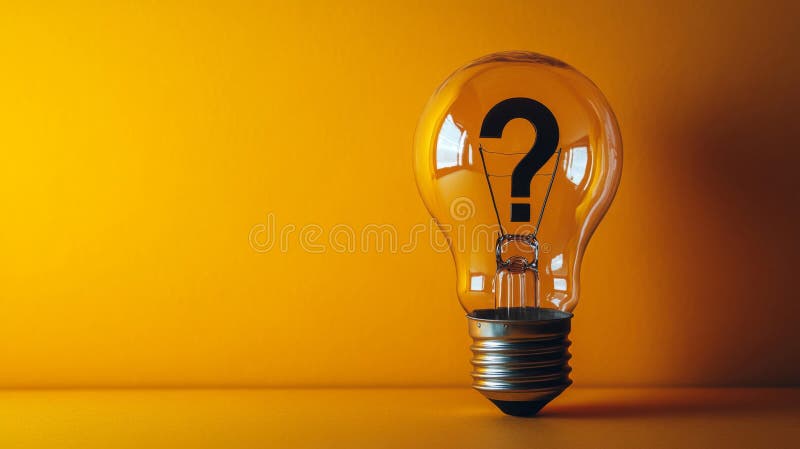 Question Mark Inside Lightbulb on Yellow Background Stock Illustration ...