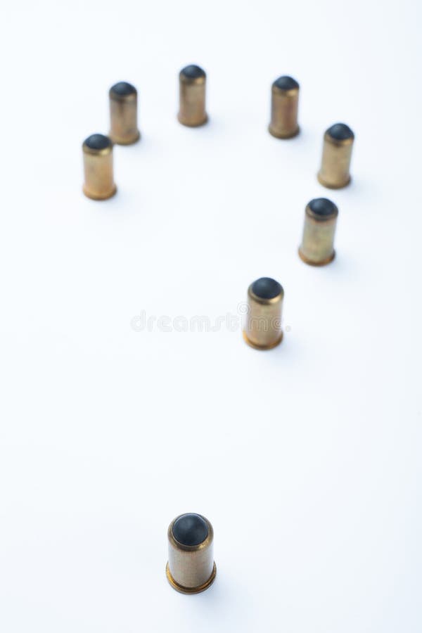 A Question Mark is Laid Out of Rubber Bullets and Cartridges Stock ...