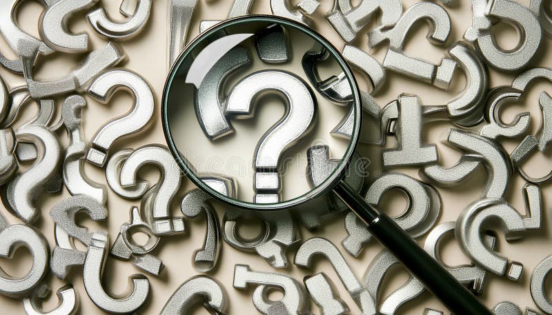 Question Mark on a Light Background, Top View through a Magnifying ...