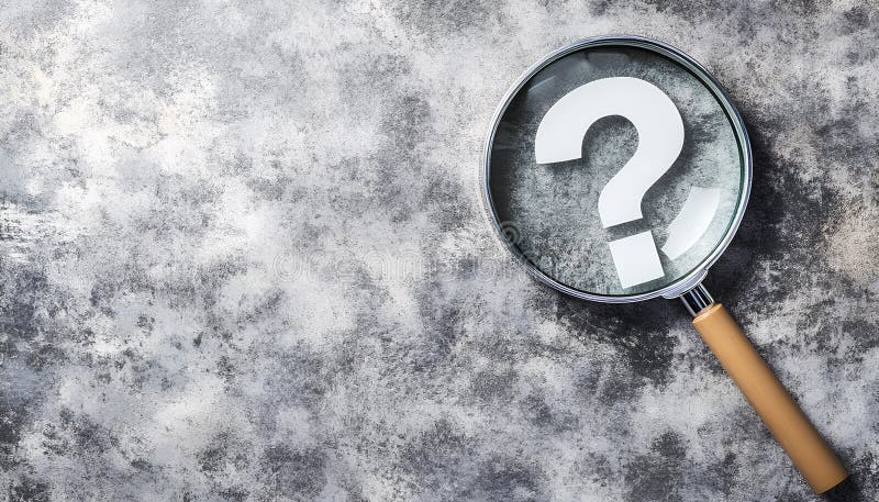 Question Mark on a Light Background, Top View through a Magnifying ...