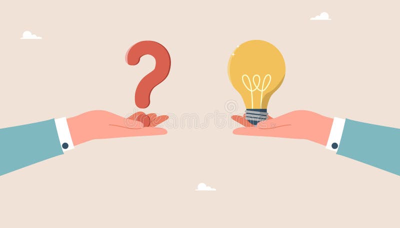 Question Mark and Light Bulb in Hands Stock Vector - Illustration of ...