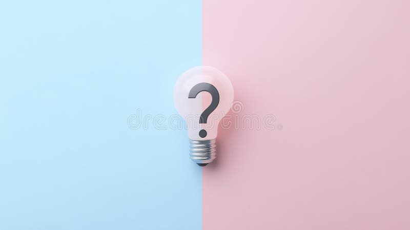 Question Mark Lightbulb on Split Pink and Blue Background Stock ...