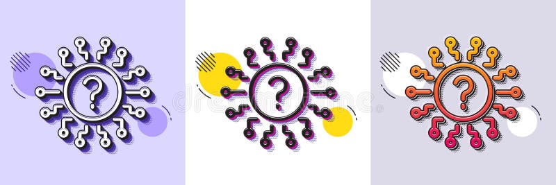 Question Mark Line Icon. Quiz Chat Bubble Sign. Halftone Dotted Pattern ...