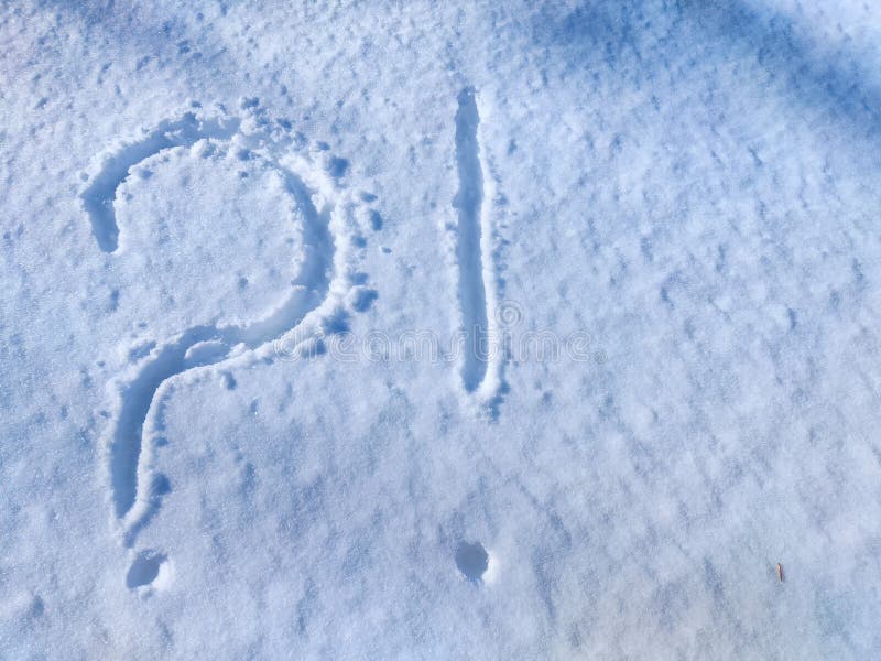 Question Mark and Lines Drawn in Snow, Capturing a Moment of Winter ...
